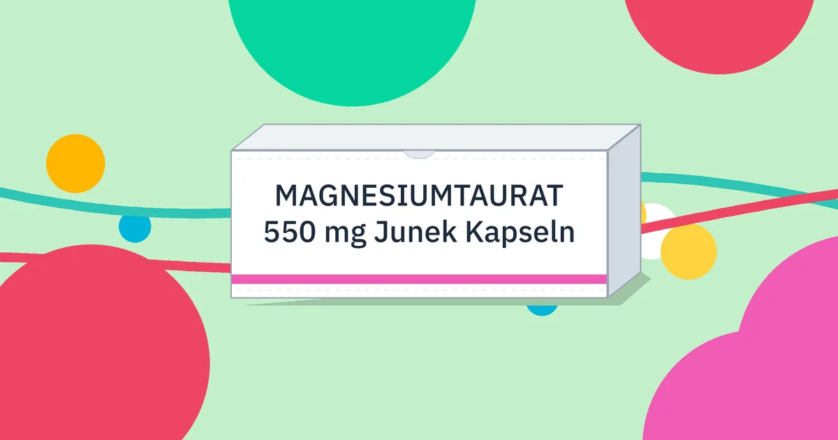 Symbolbild: Packung mit der Aufschrift MAGNESIUMTAURAT 550 mg Junek Kapseln (PZN 18310882) – Verfügbarkeit und Bezug in Apotheken in Frankfurt am Main