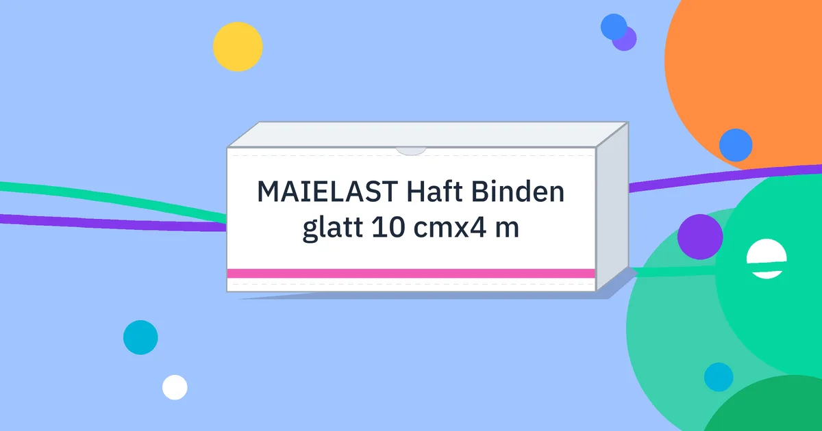 Symbolbild: Packung mit der Aufschrift MAIELAST Haft Binden glatt 10 cmx4 m (PZN 00549861) – Verfügbarkeit und Bezug in Apotheken in Frankfurt am Main