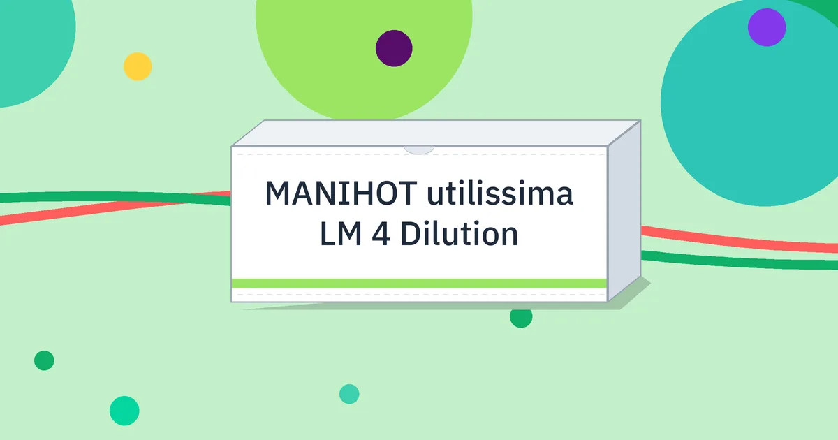 Symbolbild: Packung mit der Aufschrift MANIHOT utilissima LM 4 Dilution (PZN 13600859) – Verfügbarkeit und Bezug in Apotheken in Frankfurt am Main