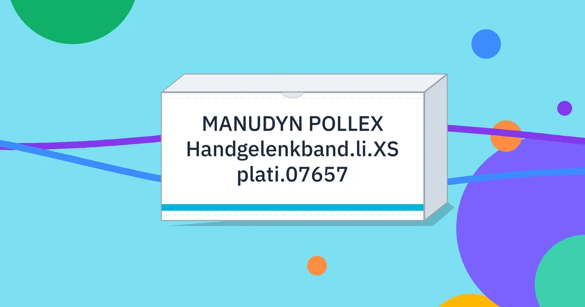 Symbolbild: Packung mit der Aufschrift MANUDYN POLLEX Handgelenkband.li.XS plati.07657 (PZN 13986184) – Verfügbarkeit und Bezug in Apotheken in Frankfurt am Main