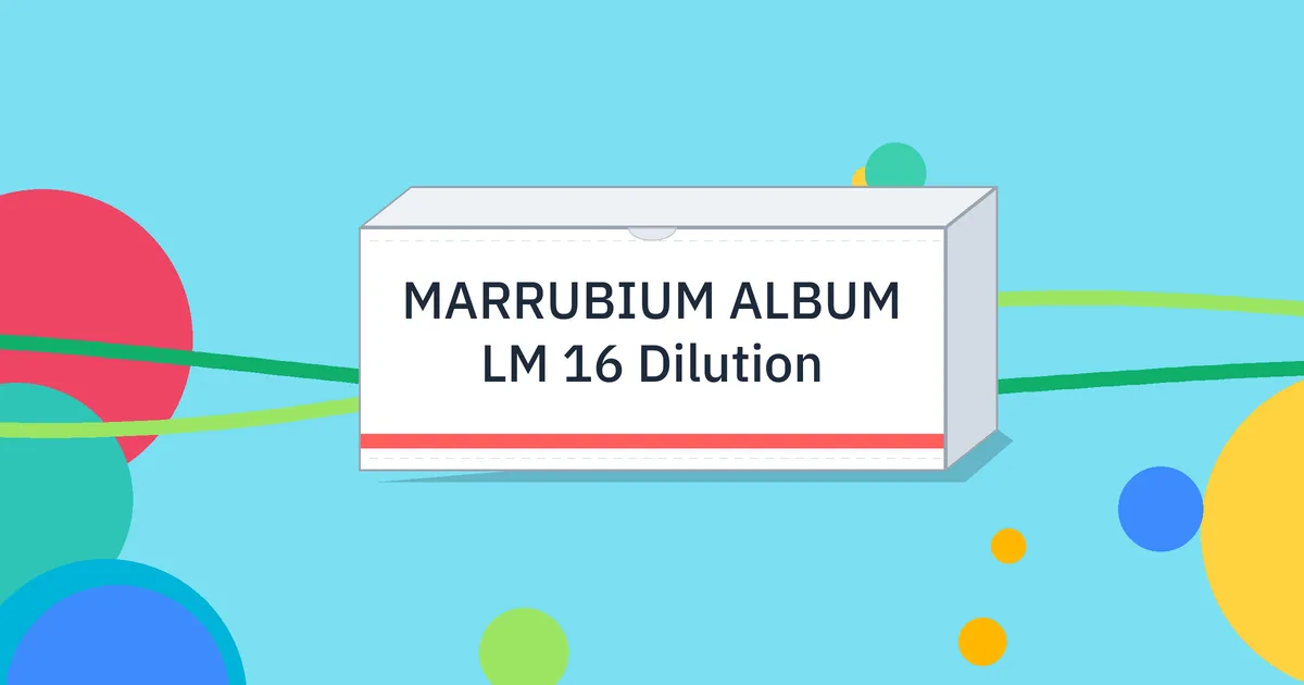 Symbolbild: Packung mit der Aufschrift MARRUBIUM ALBUM LM 16 Dilution (PZN 13601936) – Verfügbarkeit und Bezug in Apotheken in Frankfurt am Main