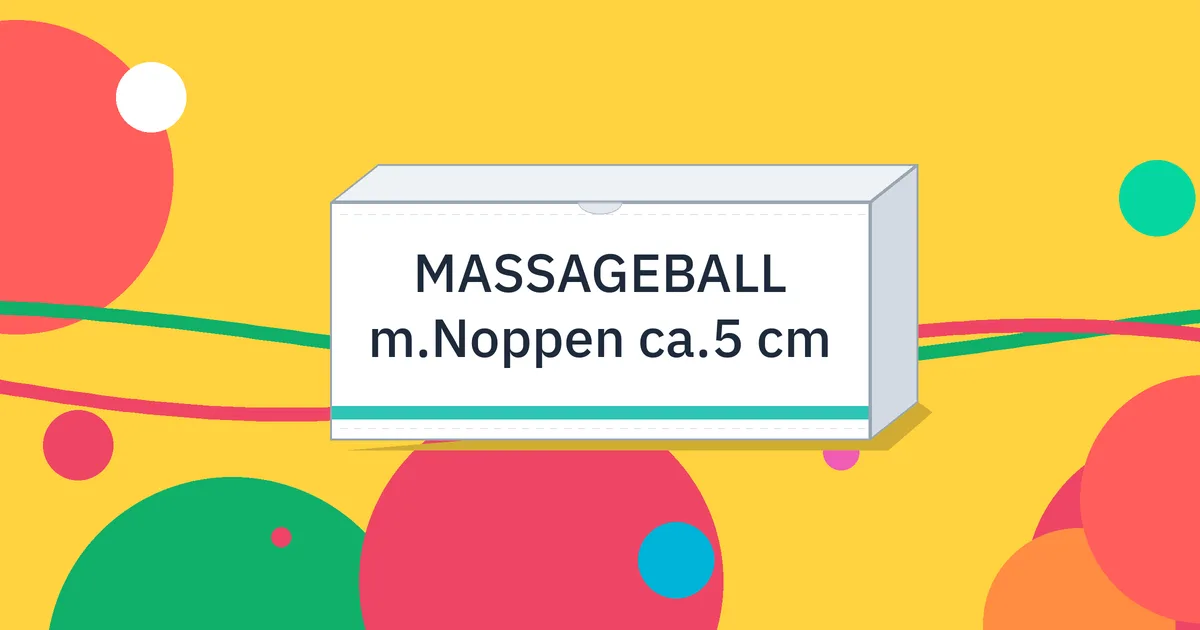 Symbolbild: Packung mit der Aufschrift MASSAGEBALL m.Noppen ca.5 cm (PZN 09274578) – Verfügbarkeit und Bezug in Apotheken in Frankfurt am Main