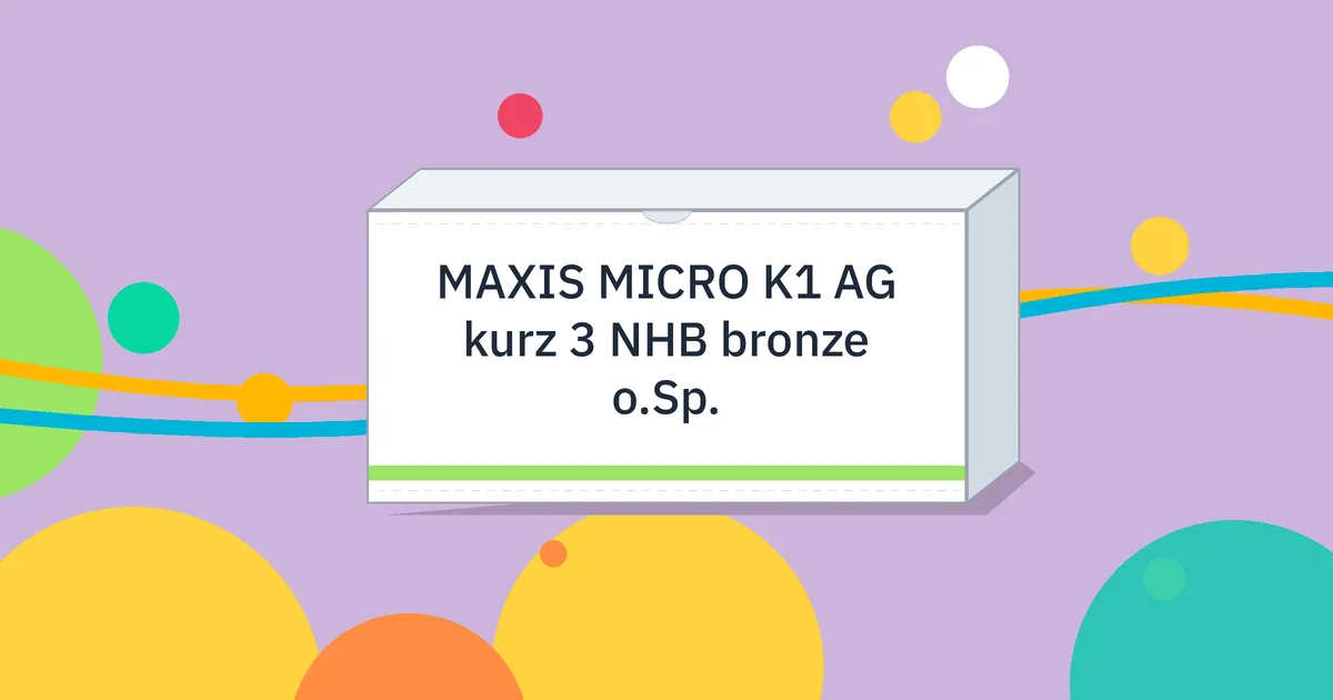 Symbolbild: Packung mit der Aufschrift MAXIS MICRO K1 AG kurz 3 NHB bronze o.Sp. (PZN 17672330) – Verfügbarkeit und Bezug in Apotheken in Frankfurt am Main