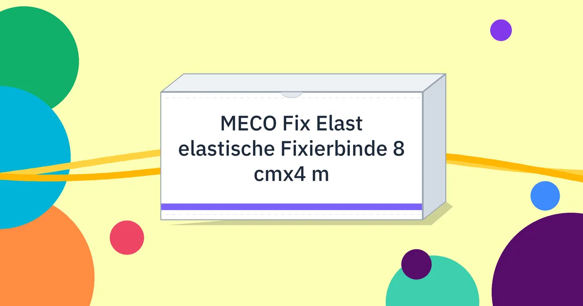 Symbolbild: Packung mit der Aufschrift MECO Fix Elast elastische Fixierbinde 8 cmx4 m (PZN 19808070) – Verfügbarkeit und Bezug in Apotheken in Frankfurt am Main