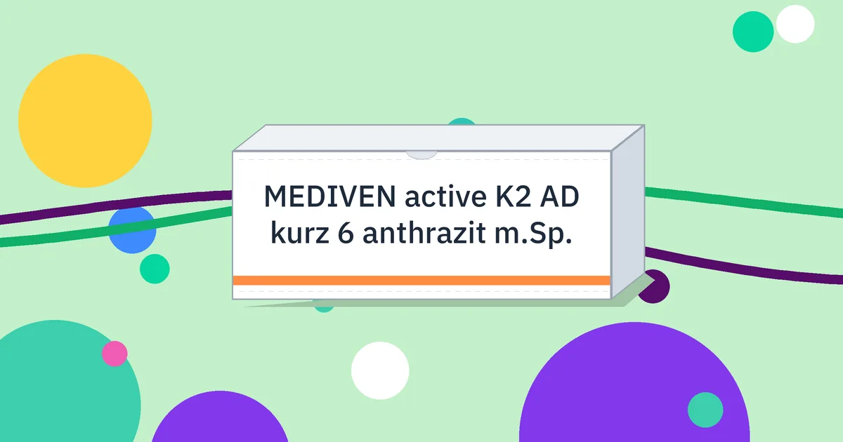 Symbolbild: Packung mit der Aufschrift MEDIVEN active K2 AD kurz 6 anthrazit m.Sp. (PZN 14553286) – Verfügbarkeit und Bezug in Apotheken in Frankfurt am Main