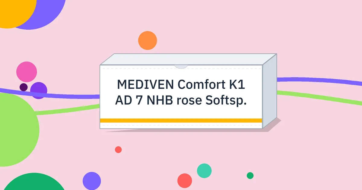 Symbolbild: Packung mit der Aufschrift MEDIVEN Comfort K1 AD 7 NHB rose Softsp. (PZN 14560369) – Verfügbarkeit und Bezug in Apotheken in Frankfurt am Main