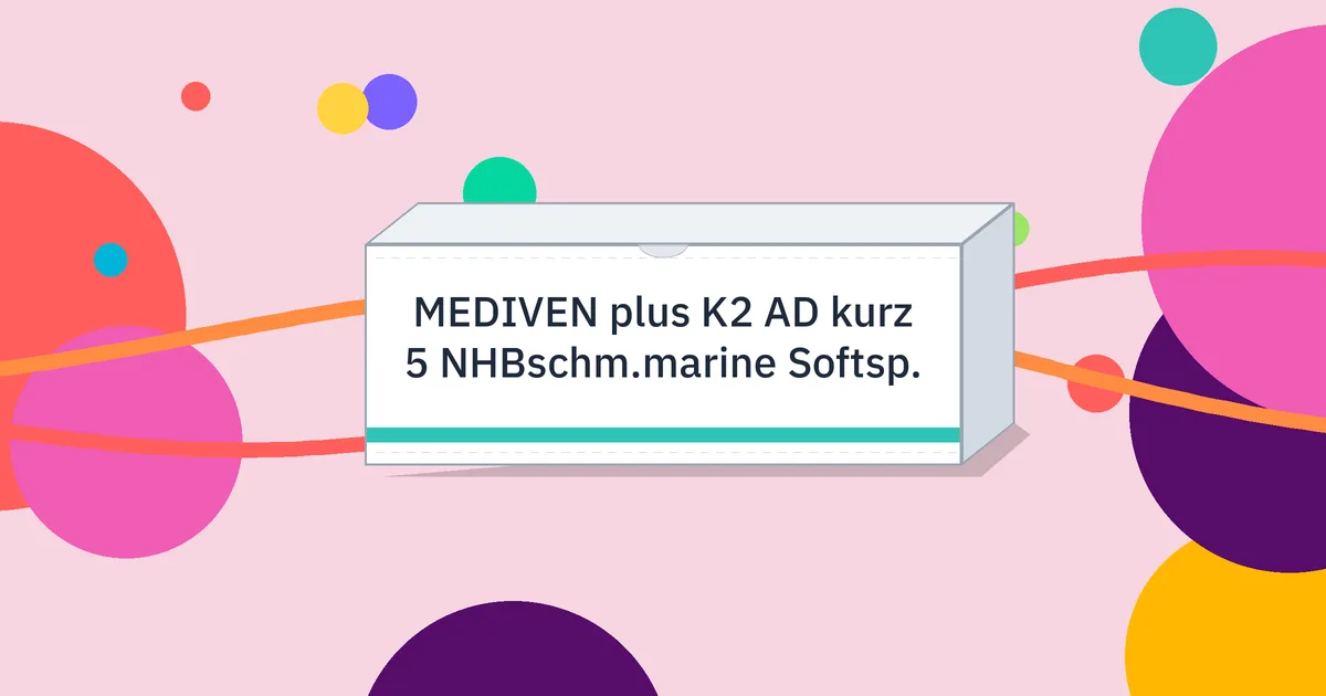 Symbolbild: Packung mit der Aufschrift MEDIVEN plus K2 AD kurz 5 NHBschm.marine Softsp. (PZN 15927240) – Verfügbarkeit und Bezug in Apotheken in Frankfurt am Main