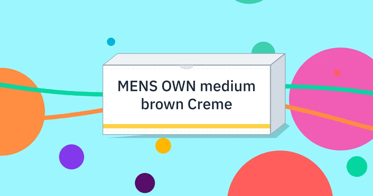 Symbolbild: Packung mit der Aufschrift MENS OWN medium brown Creme (PZN 00040933) – Verfügbarkeit und Bezug in Apotheken in Frankfurt am Main