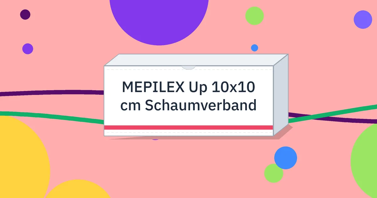 Symbolbild: Packung mit der Aufschrift MEPILEX Up 10x10 cm Schaumverband (PZN 20120226) – Verfügbarkeit und Bezug in Apotheken in Frankfurt am Main