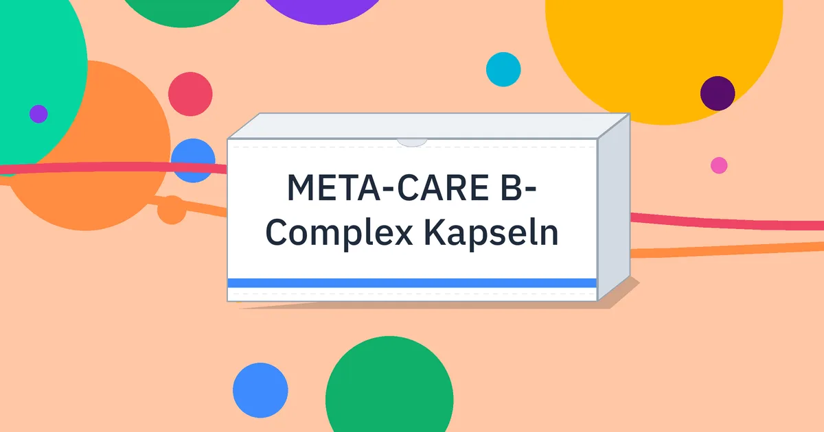 Symbolbild: Packung mit der Aufschrift META-CARE B-Complex Kapseln (PZN 09612615) – Verfügbarkeit und Bezug in Apotheken in Frankfurt am Main