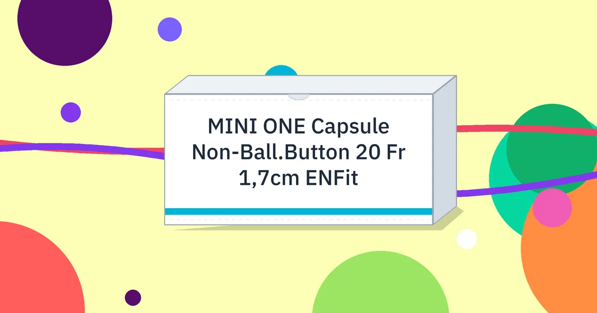 Symbolbild: Packung mit der Aufschrift MINI ONE Capsule Non-Ball.Button 20 Fr 1,7cm ENFit (PZN 14344140) – Verfügbarkeit und Bezug in Apotheken in Frankfurt am Main