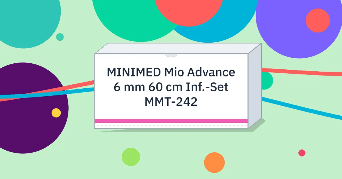 Symbolbild: Packung mit der Aufschrift MINIMED Mio Advance 6 mm 60 cm Inf.-Set MMT-242 (PZN 16333206) – Verfügbarkeit und Bezug in Apotheken in Frankfurt am Main