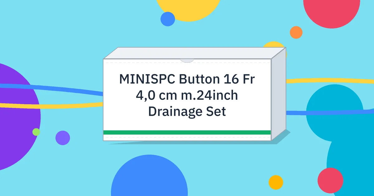 Symbolbild: Packung mit der Aufschrift MINISPC Button 16 Fr 4,0 cm m.24inch Drainage Set (PZN 20822023) – Verfügbarkeit und Bezug in Apotheken in Frankfurt am Main