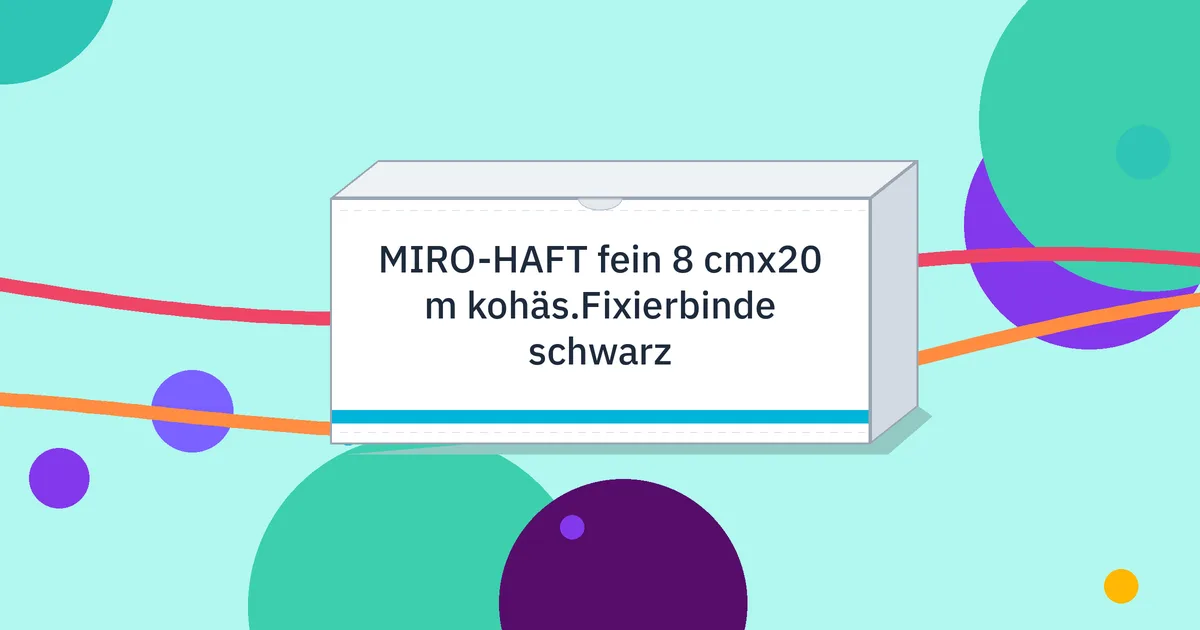 Symbolbild: Packung mit der Aufschrift MIRO-HAFT fein 8 cmx20 m kohäs.Fixierbinde schwarz (PZN 04721742) – Verfügbarkeit und Bezug in Apotheken in Frankfurt am Main