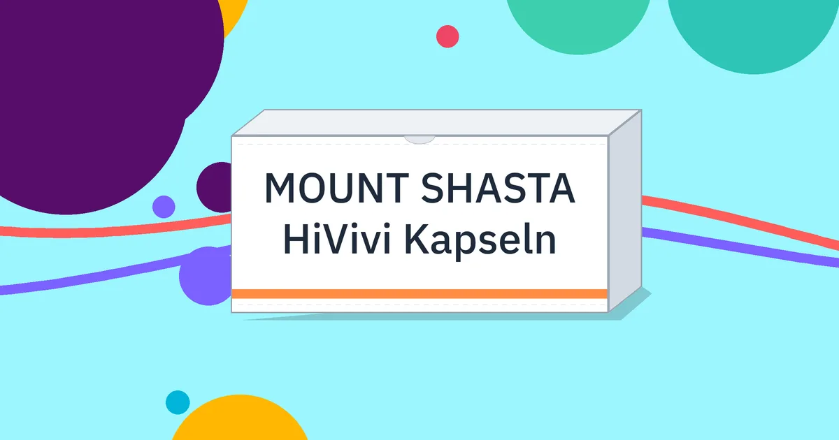 Symbolbild: Packung mit der Aufschrift MOUNT SHASTA HiVivi Kapseln (PZN 09681728) – Verfügbarkeit und Bezug in Apotheken in Frankfurt am Main