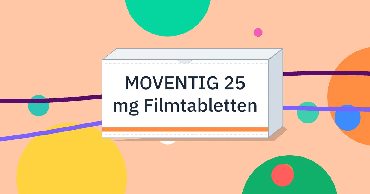 Symbolbild: Packung mit der Aufschrift MOVENTIG 25 mg Filmtabletten (PZN 18904707) – Verfügbarkeit und Bezug in Apotheken in Frankfurt am Main