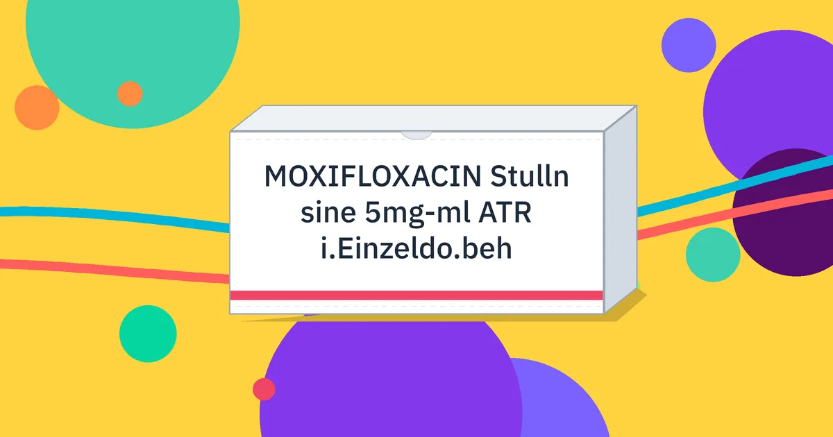 Symbolbild: Packung mit der Aufschrift MOXIFLOXACIN Stulln sine 5mg-ml ATR i.Einzeldo.beh (PZN 17944001) – Verfügbarkeit und Bezug in Apotheken in Frankfurt am Main
