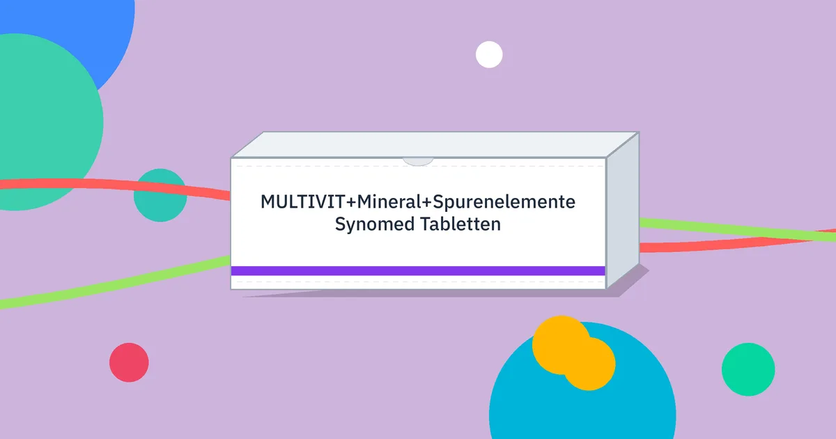 Symbolbild: Packung mit der Aufschrift MULTIVIT+Mineral+Spurenelemente Synomed Tabletten (PZN 00170274) – Verfügbarkeit und Bezug in Apotheken in Frankfurt am Main