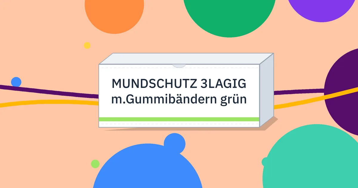 Symbolbild: Packung mit der Aufschrift MUNDSCHUTZ 3LAGIG m.Gummibändern grün (PZN 17979666) – Verfügbarkeit und Bezug in Apotheken in Frankfurt am Main