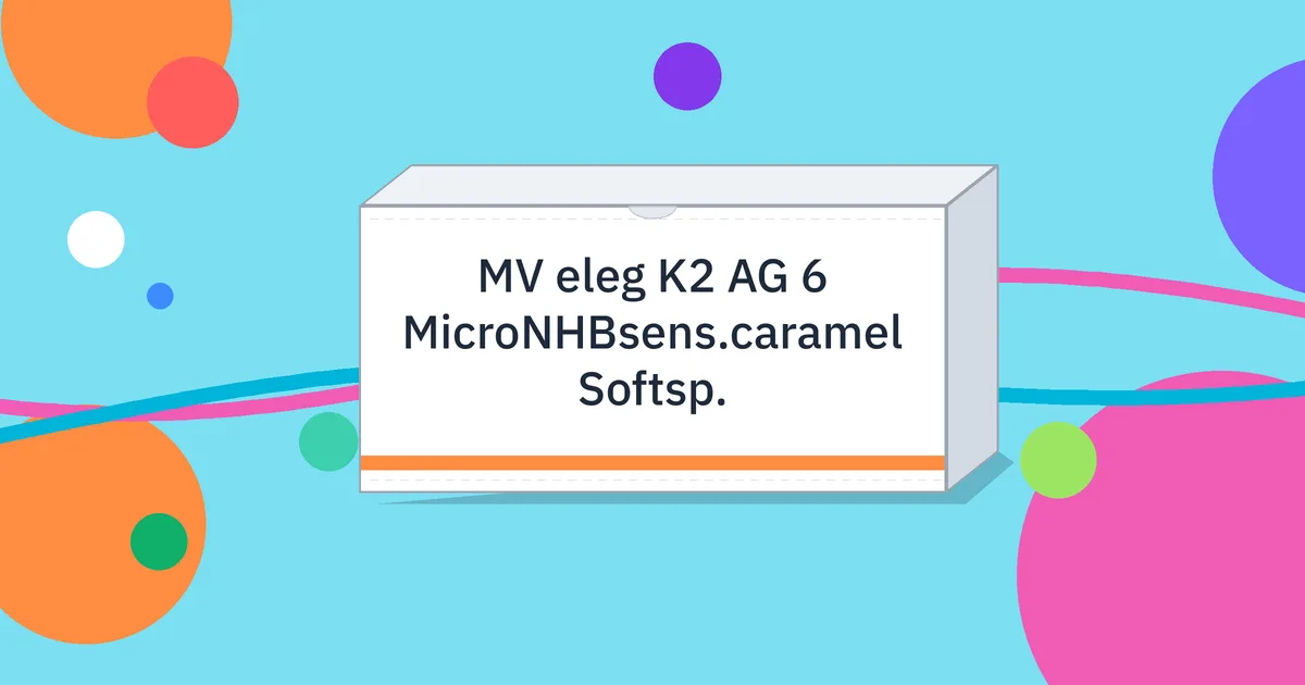 Symbolbild: Packung mit der Aufschrift MV eleg K2 AG 6 MicroNHBsens.caramel Softsp. (PZN 16070215) – Verfügbarkeit und Bezug in Apotheken in Frankfurt am Main