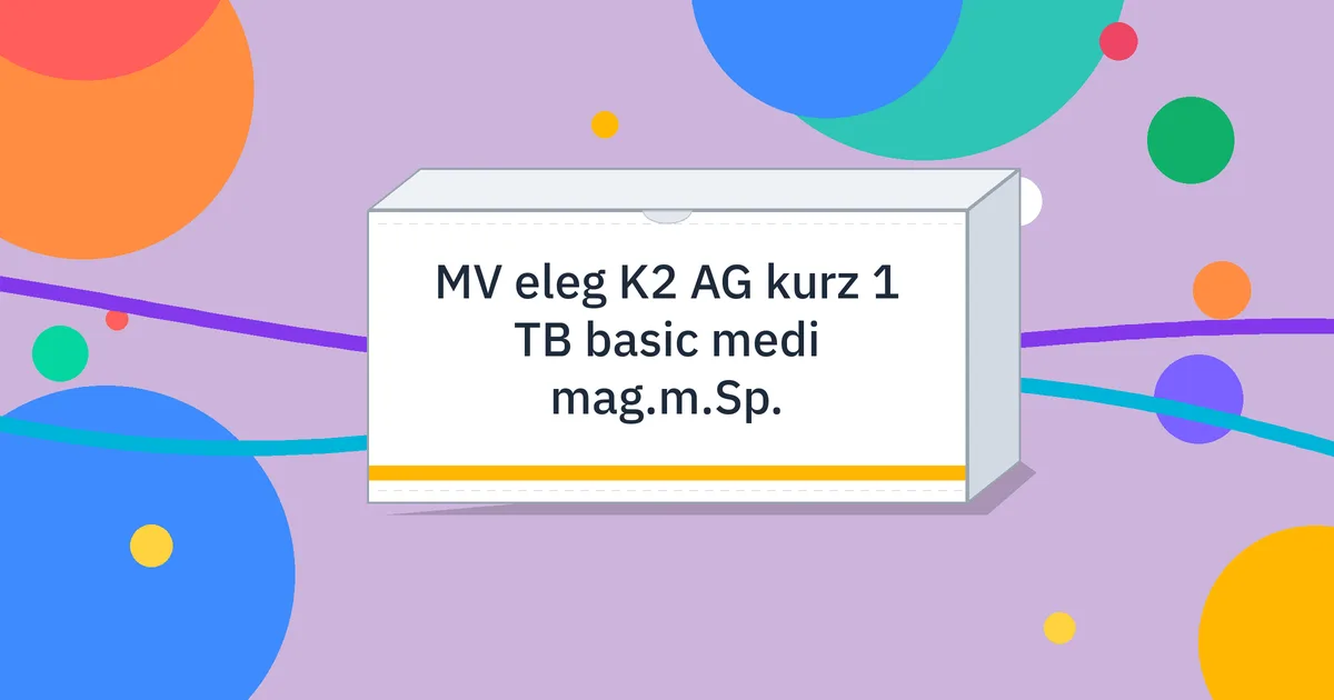 Symbolbild: Packung mit der Aufschrift MV eleg K2 AG kurz 1 TB basic medi mag.m.Sp. (PZN 14638829) – Verfügbarkeit und Bezug in Apotheken in Frankfurt am Main