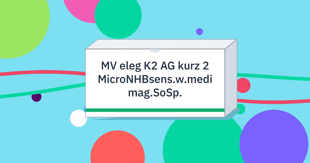 Symbolbild: Packung mit der Aufschrift MV eleg K2 AG kurz 2 MicroNHBsens.w.medi mag.SoSp. (PZN 15711209) – Verfügbarkeit und Bezug in Apotheken in Frankfurt am Main