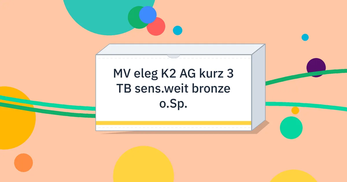 Symbolbild: Packung mit der Aufschrift MV eleg K2 AG kurz 3 TB sens.weit bronze o.Sp. (PZN 14716707) – Verfügbarkeit und Bezug in Apotheken in Frankfurt am Main