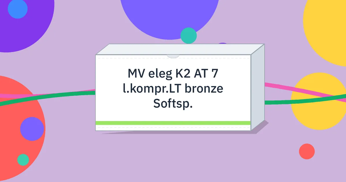 Symbolbild: Packung mit der Aufschrift MV eleg K2 AT 7 l.kompr.LT bronze Softsp. (PZN 15285310) – Verfügbarkeit und Bezug in Apotheken in Frankfurt am Main