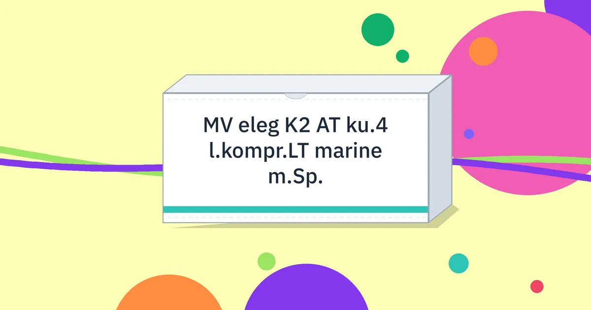 Symbolbild: Packung mit der Aufschrift MV eleg K2 AT ku.4 l.kompr.LT marine m.Sp. (PZN 15287792) – Verfügbarkeit und Bezug in Apotheken in Frankfurt am Main
