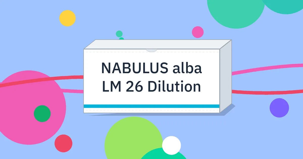 Symbolbild: Packung mit der Aufschrift NABULUS alba LM 26 Dilution (PZN 13615565) – Verfügbarkeit und Bezug in Apotheken in Frankfurt am Main