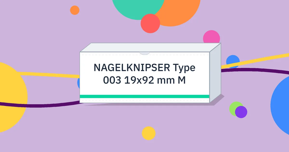 Symbolbild: Packung mit der Aufschrift NAGELKNIPSER Type 003 19x92 mm M (PZN 13332465) – Verfügbarkeit und Bezug in Apotheken in Frankfurt am Main