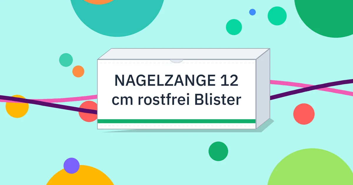 Symbolbild: Packung mit der Aufschrift NAGELZANGE 12 cm rostfrei Blister (PZN 01575613) – Verfügbarkeit und Bezug in Apotheken in Frankfurt am Main