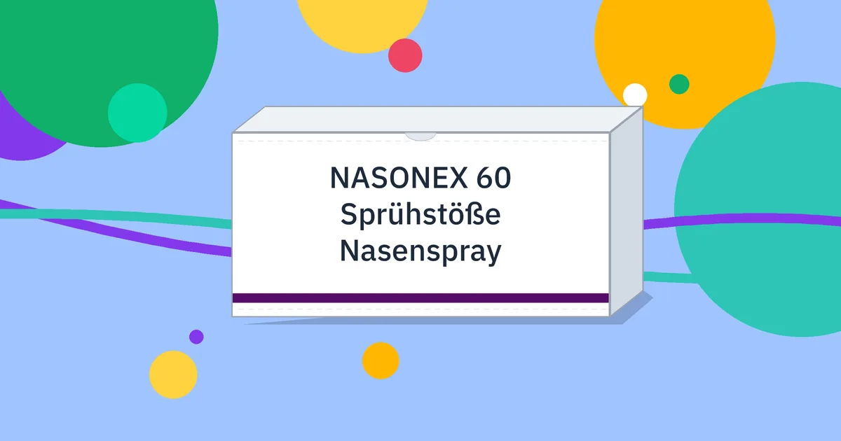 Symbolbild: Packung mit der Aufschrift NASONEX 60 Sprühstöße Nasenspray (PZN 02193150) – Verfügbarkeit und Bezug in Apotheken in Frankfurt am Main
