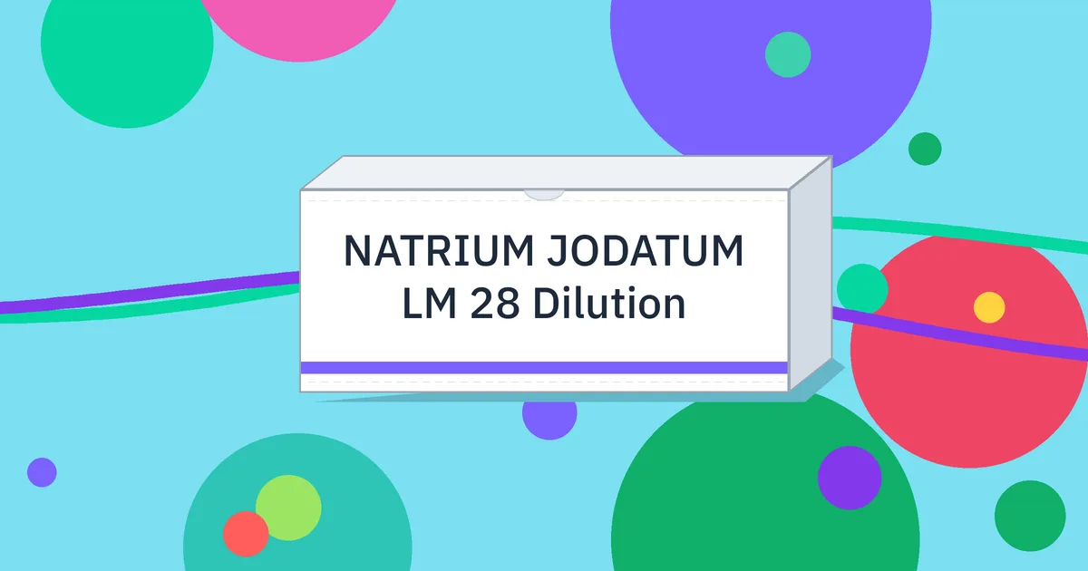 Symbolbild: Packung mit der Aufschrift NATRIUM JODATUM LM 28 Dilution (PZN 12964559) – Verfügbarkeit und Bezug in Apotheken in Frankfurt am Main