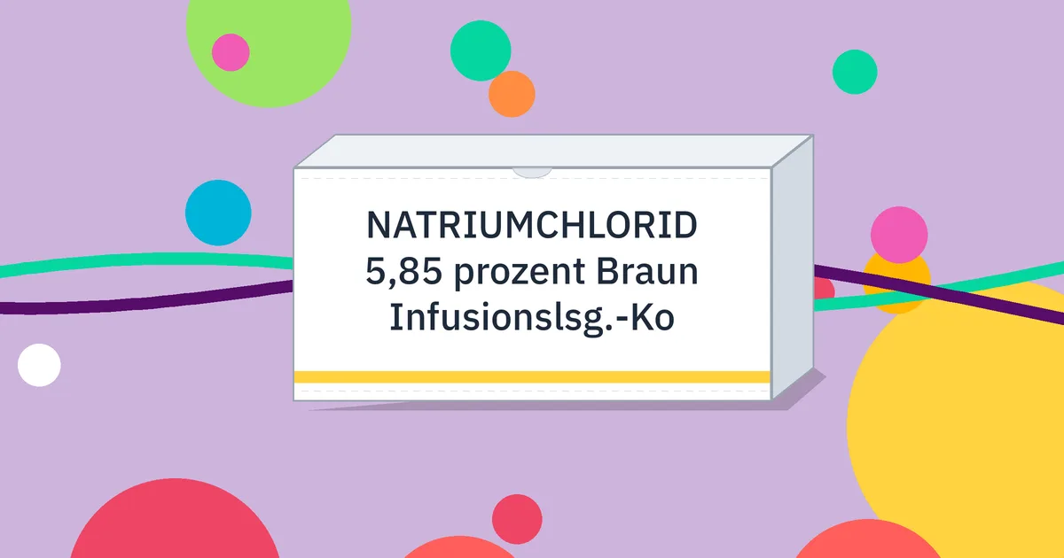 Symbolbild: Packung mit der Aufschrift NATRIUMCHLORID 5,85 prozent Braun Infusionslsg.-Ko (PZN 06965000) – Verfügbarkeit und Bezug in Apotheken in Frankfurt am Main