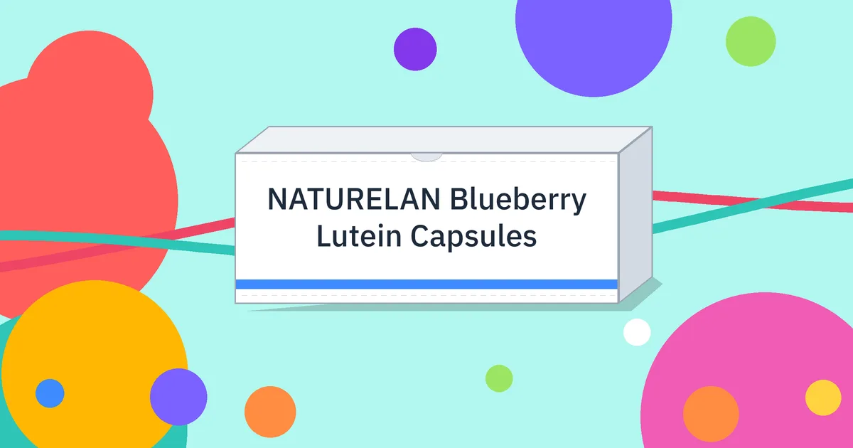 Symbolbild: Packung mit der Aufschrift NATURELAN Blueberry Lutein Capsules (PZN 20286412) – Verfügbarkeit und Bezug in Apotheken in Frankfurt am Main