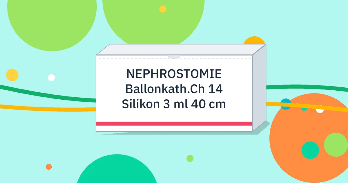 Symbolbild: Packung mit der Aufschrift NEPHROSTOMIE Ballonkath.Ch 14 Silikon 3 ml 40 cm (PZN 04210450) – Verfügbarkeit und Bezug in Apotheken in Frankfurt am Main