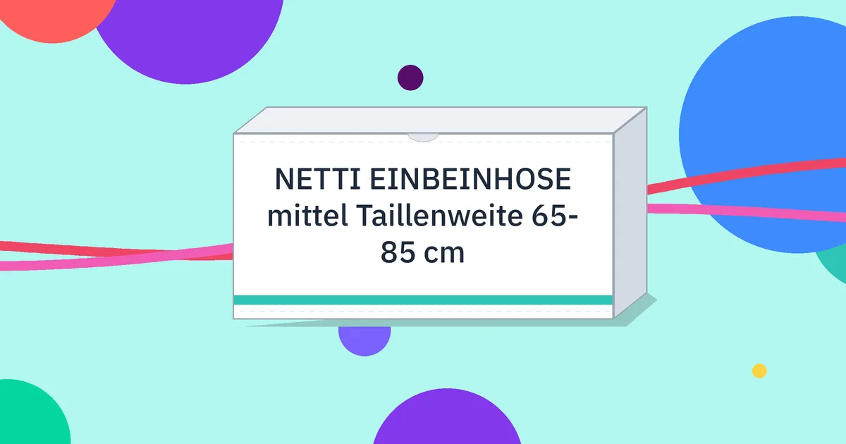 Symbolbild: Packung mit der Aufschrift NETTI EINBEINHOSE mittel Taillenweite 65-85 cm (PZN 18411382) – Verfügbarkeit und Bezug in Apotheken in Frankfurt am Main