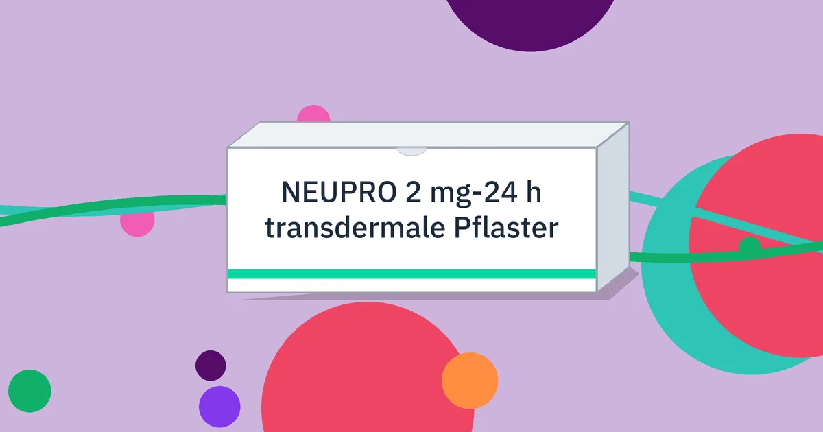 Symbolbild: Packung mit der Aufschrift NEUPRO 2 mg-24 h transdermale Pflaster (PZN 10355477) – Verfügbarkeit und Bezug in Apotheken in Frankfurt am Main