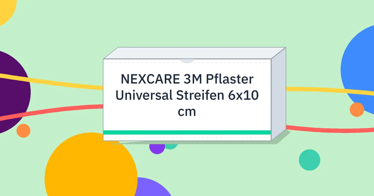 Symbolbild: Packung mit der Aufschrift NEXCARE 3M Pflaster Universal Streifen 6x10 cm (PZN 10107466) – Verfügbarkeit und Bezug in Apotheken in Frankfurt am Main