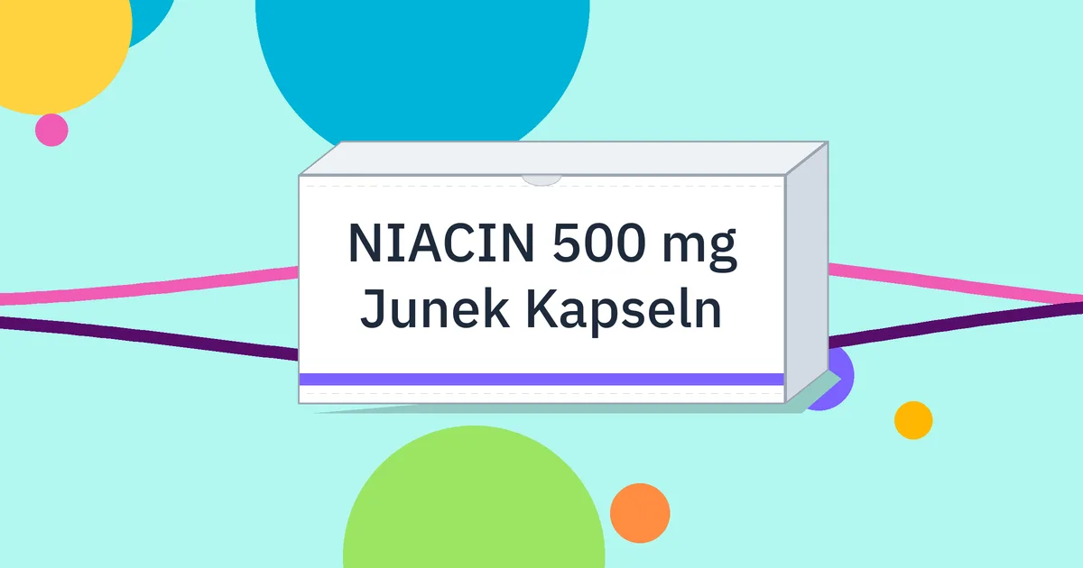 Symbolbild: Packung mit der Aufschrift NIACIN 500 mg Junek Kapseln (PZN 13578580) – Verfügbarkeit und Bezug in Apotheken in Frankfurt am Main