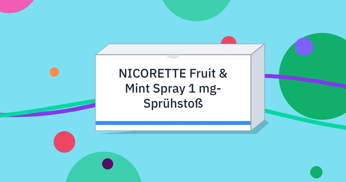 Symbolbild: Packung mit der Aufschrift NICORETTE Fruit & Mint Spray 1 mg-Sprühstoß (PZN 17969395) – Verfügbarkeit und Bezug in Apotheken in Frankfurt am Main