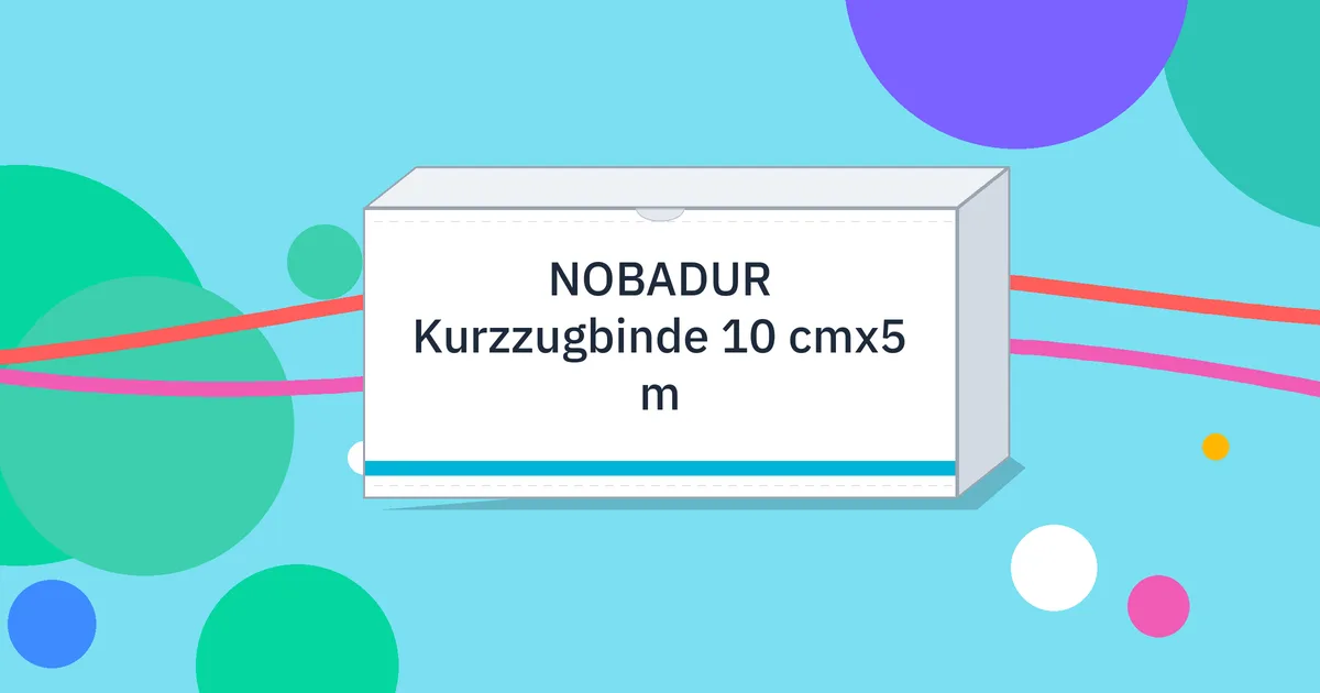 Symbolbild: Packung mit der Aufschrift NOBADUR Kurzzugbinde 10 cmx5 m (PZN 01410941) – Verfügbarkeit und Bezug in Apotheken in Frankfurt am Main