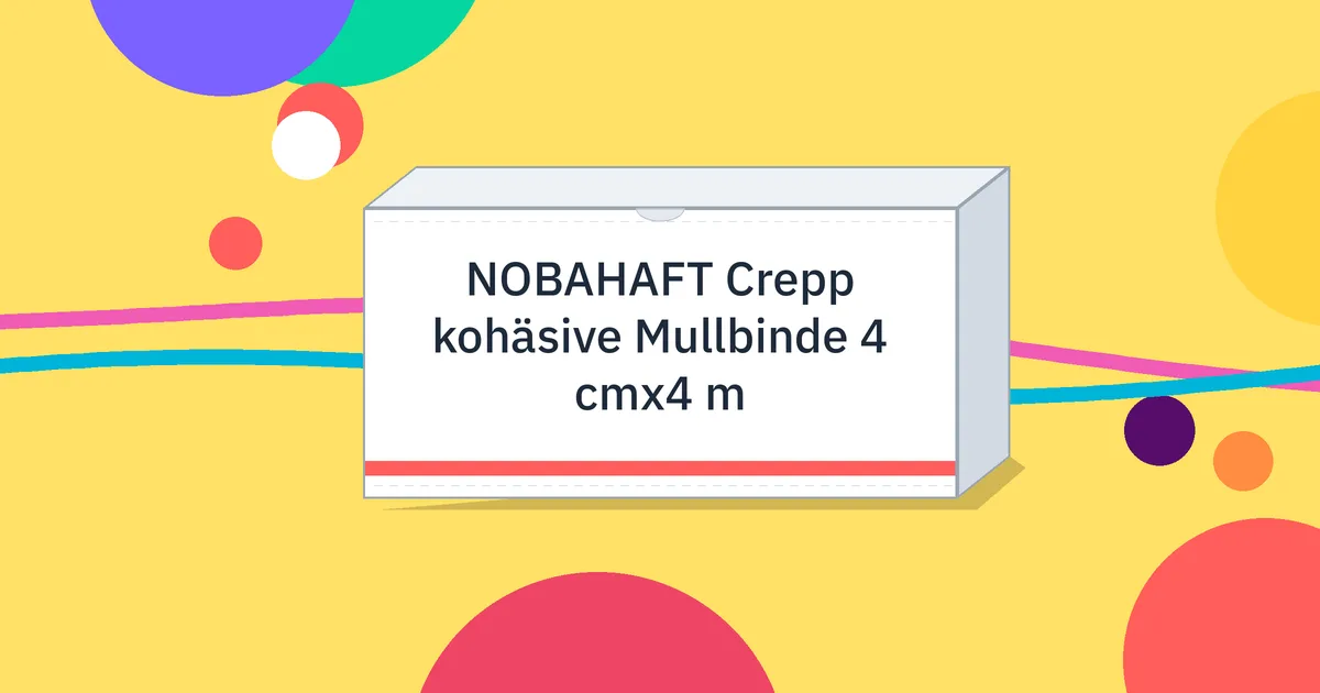 Symbolbild: Packung mit der Aufschrift NOBAHAFT Crepp kohäsive Mullbinde 4 cmx4 m (PZN 01328984) – Verfügbarkeit und Bezug in Apotheken in Frankfurt am Main