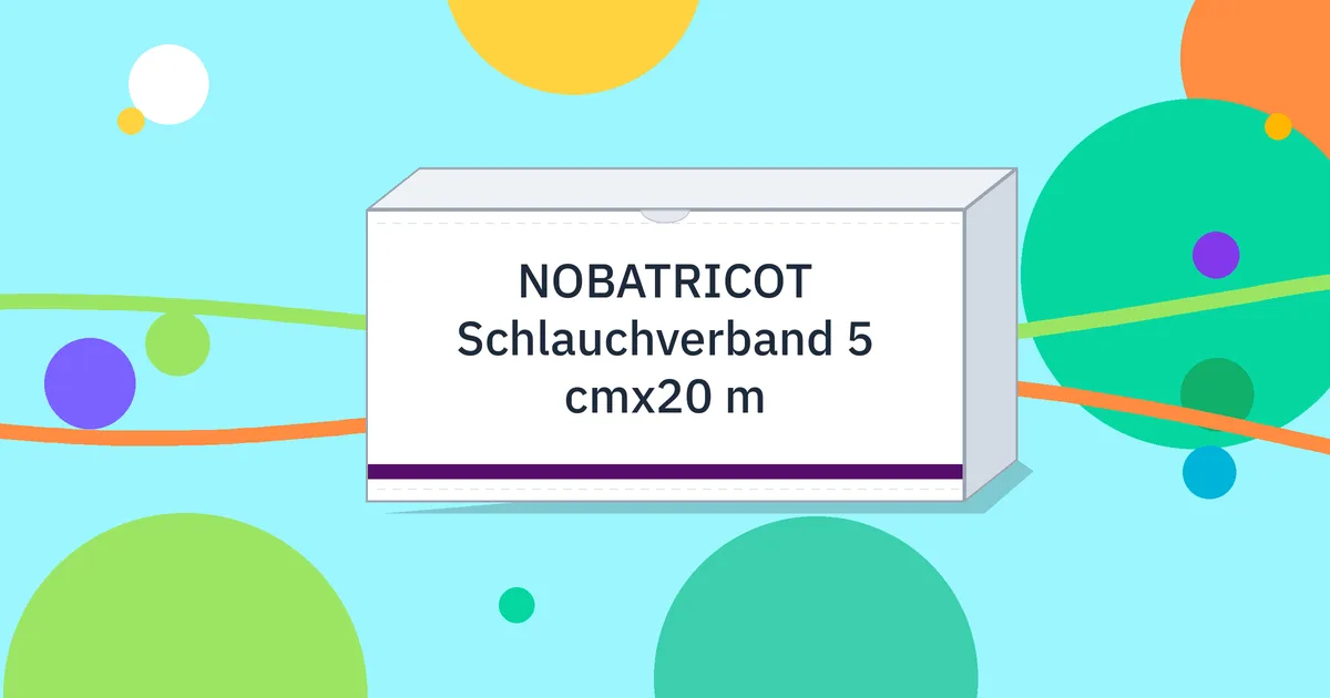 Symbolbild: Packung mit der Aufschrift NOBATRICOT Schlauchverband 5 cmx20 m (PZN 11069242) – Verfügbarkeit und Bezug in Apotheken in Frankfurt am Main