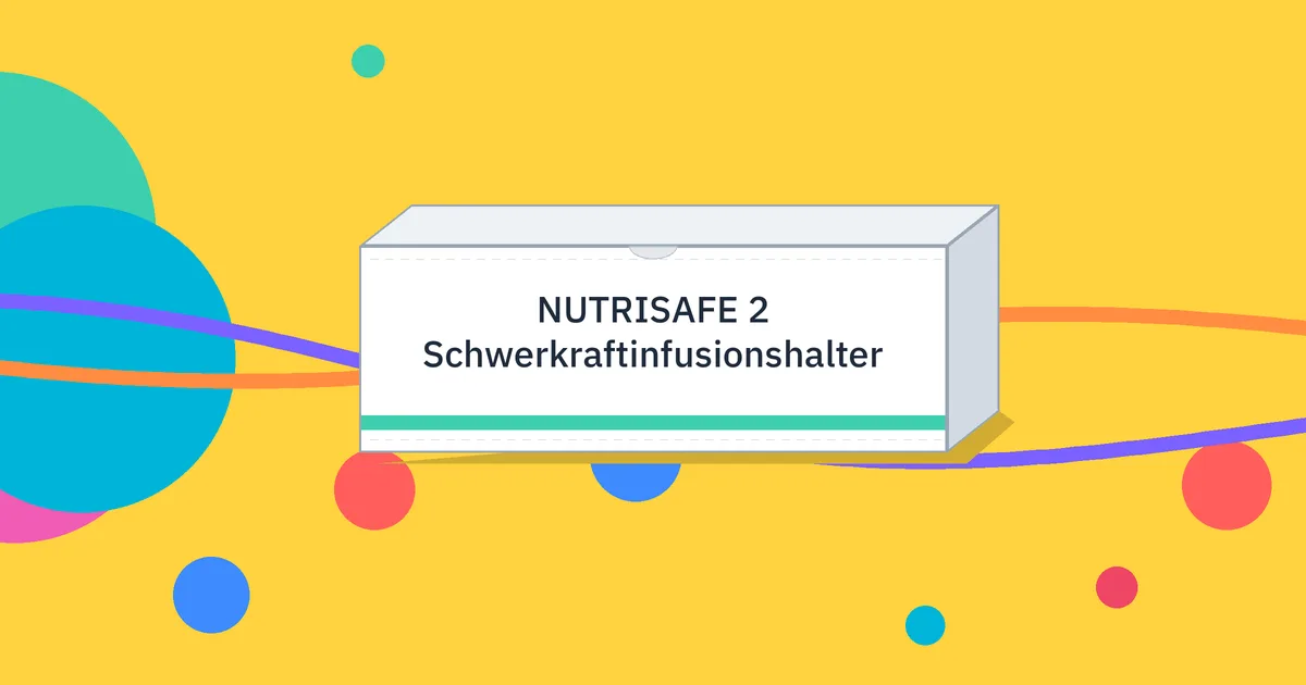 Symbolbild: Packung mit der Aufschrift NUTRISAFE 2 Schwerkraftinfusionshalter (PZN 07369412) – Verfügbarkeit und Bezug in Apotheken in Frankfurt am Main