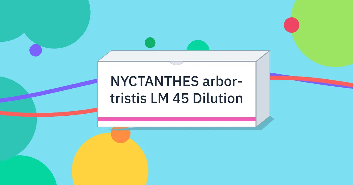 Symbolbild: Packung mit der Aufschrift NYCTANTHES arbor-tristis LM 45 Dilution (PZN 13621229) – Verfügbarkeit und Bezug in Apotheken in Frankfurt am Main
