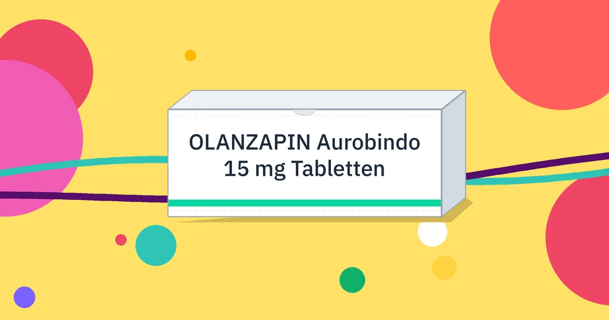 Symbolbild: Packung mit der Aufschrift OLANZAPIN Aurobindo 15 mg Tabletten (PZN 20508723) – Verfügbarkeit und Bezug in Apotheken in Frankfurt am Main