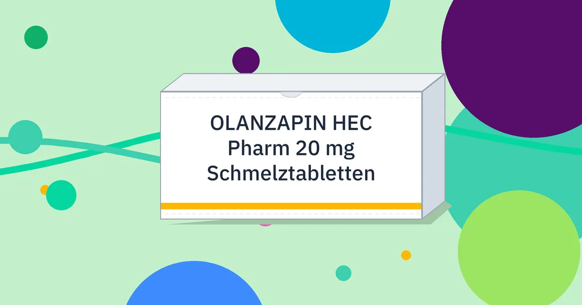 Symbolbild: Packung mit der Aufschrift OLANZAPIN HEC Pharm 20 mg Schmelztabletten (PZN 11882919) – Verfügbarkeit und Bezug in Apotheken in Frankfurt am Main