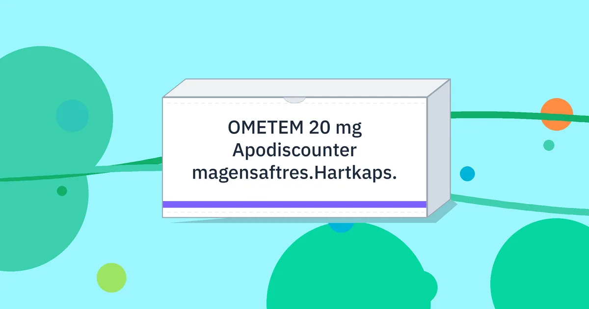Symbolbild: Packung mit der Aufschrift OMETEM 20 mg Apodiscounter magensaftres.Hartkaps. (PZN 13816542) – Verfügbarkeit und Bezug in Apotheken in Frankfurt am Main